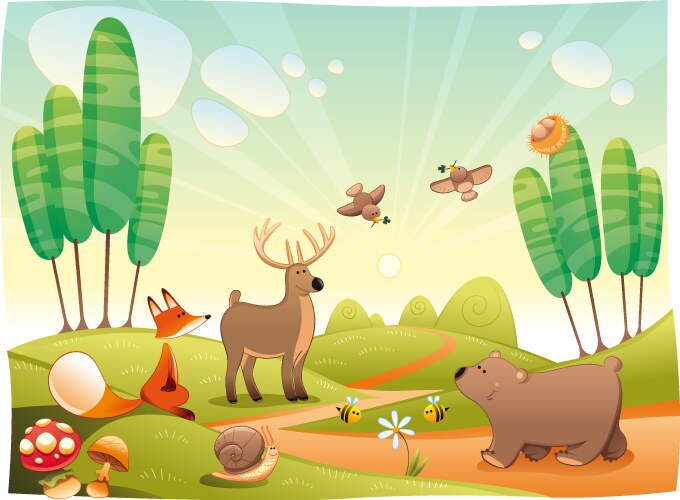 Wildlife in the country Royalty Free Vector Image