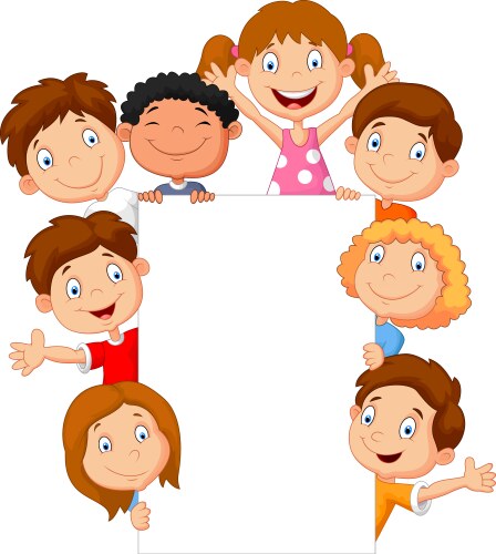 Kids with blank sign Royalty Free Vector Image