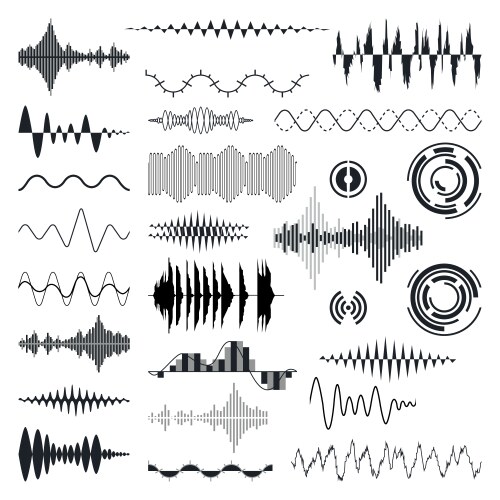 Sound waves set Royalty Free Vector Image - VectorStock