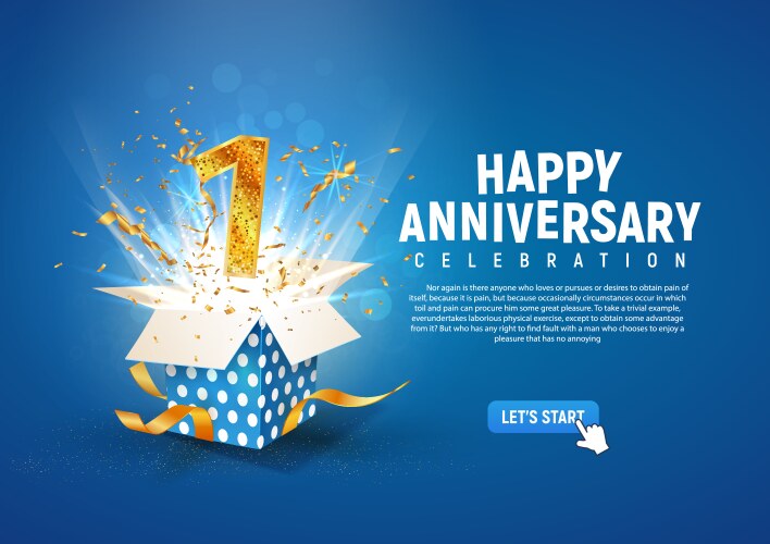 1 year anniversary isolated design element Vector Image