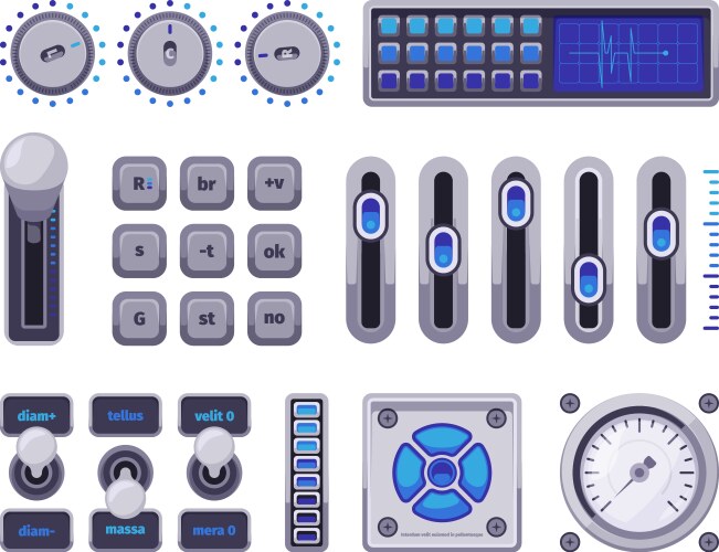 Control panels templates ui colored set buttons Vector Image