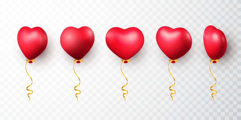 Realistic heart balloon with shadow shine helium Vector Image