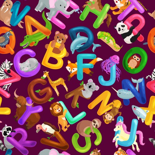 Cute cartoon animals alphabet for children Vector Image