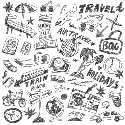 Travel - doodles set Royalty Free Vector Image