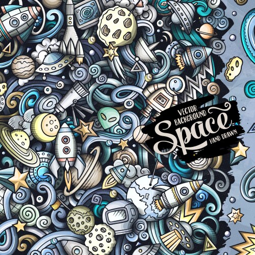 Cartoon doodles space frame Royalty Free Vector Image