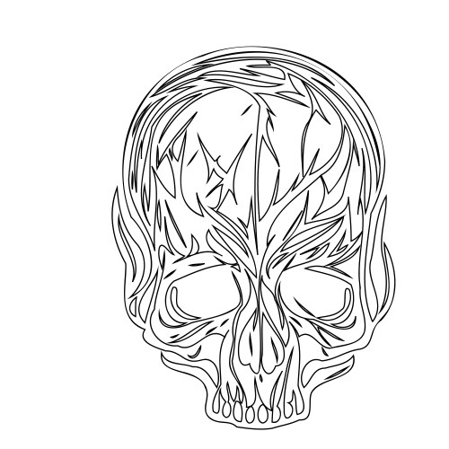 Cursed skull halloween sketch outline Royalty Free Vector