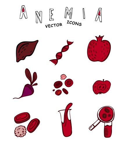 Anemia symptoms icons Royalty Free Vector Image
