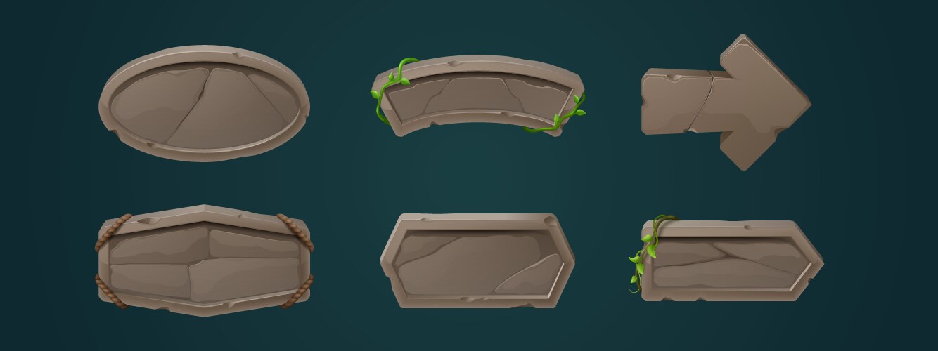 Ancient stone signboards rock tablets Royalty Free Vector