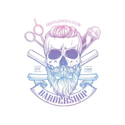 Barbershop logo with dangerous razor Royalty Free Vector