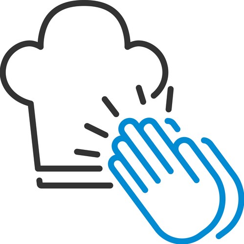 Clapping palms to toque icon Royalty Free Vector Image