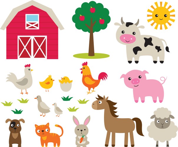 Labels with different farm animals Royalty Free Vector Image