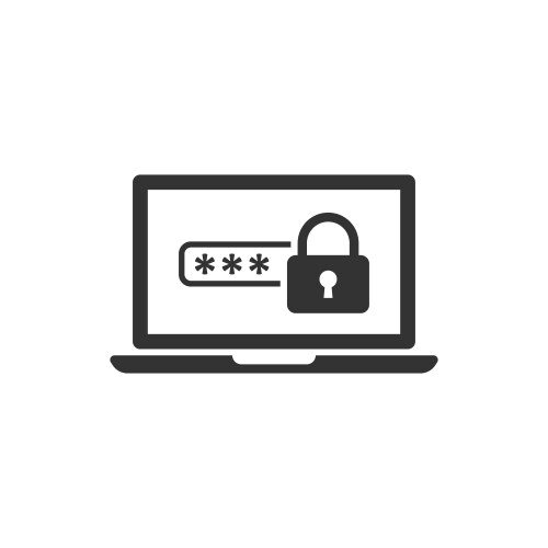 Laptop with password icon in flat style computer Vector Image