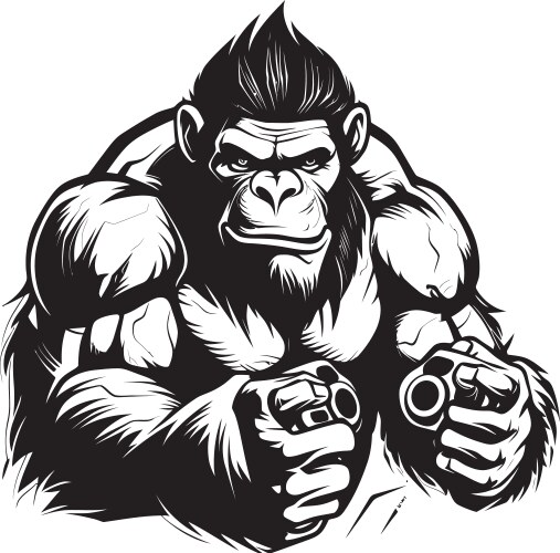 Gamepad gladiator muscular chimp gaming icon Vector Image