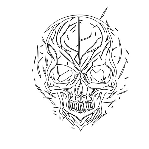 Cursed skull halloween sketch outline Royalty Free Vector