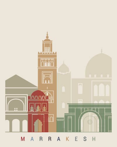 Marrakesh single line skyline Royalty Free Vector Image