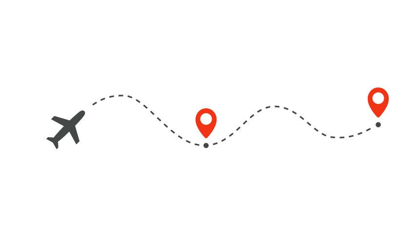 Plane way icon airplane big amplitude waves path Vector Image