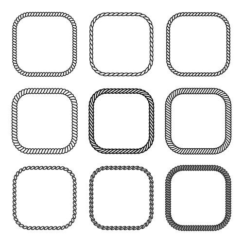 Square rope frame with knots and loops Royalty Free Vector