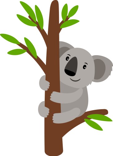 Cartoon koala presenting on tree stump Royalty Free Vector