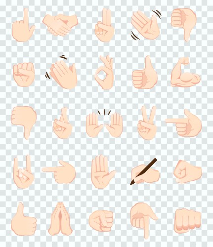 Face and hand emoji set Royalty Free Vector Image