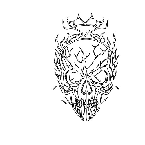 Cursed skull halloween sketch outline Royalty Free Vector
