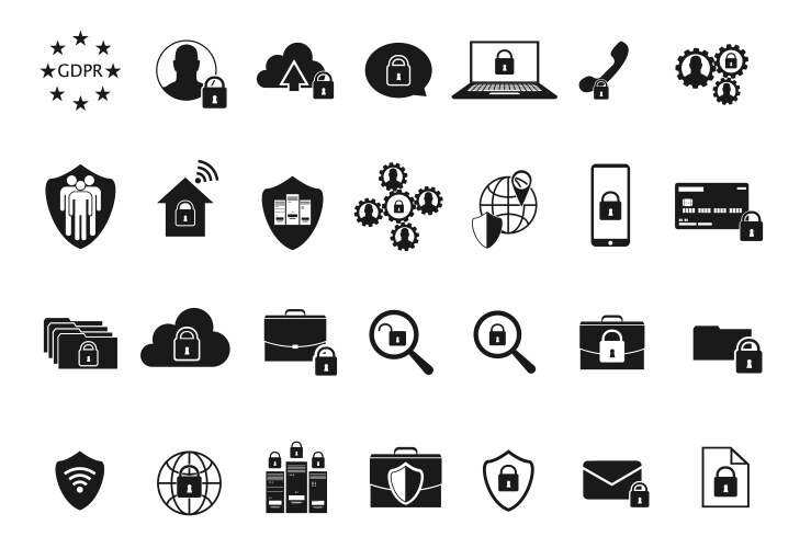 100 data visualization icons set simple style Vector Image