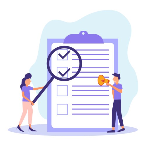 Graphic cartoon character checklist Royalty Free Vector