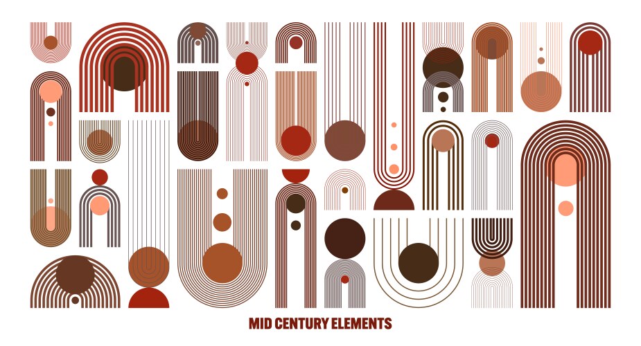 Mid century modern pattern geometric shapes Vector Image