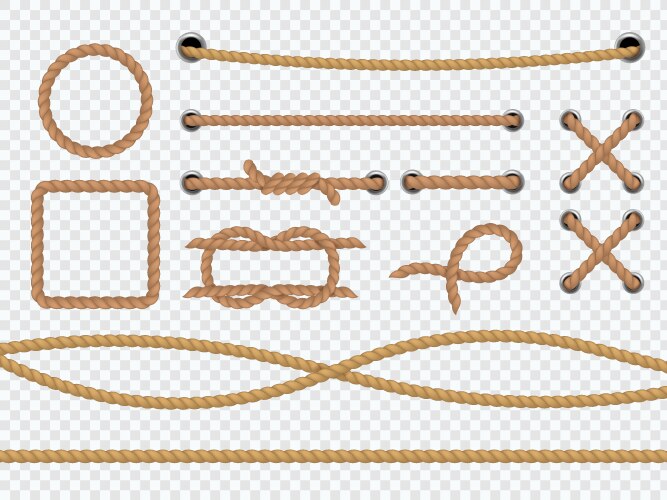 Realistic fiber ropes set isolated on transparent Vector Image