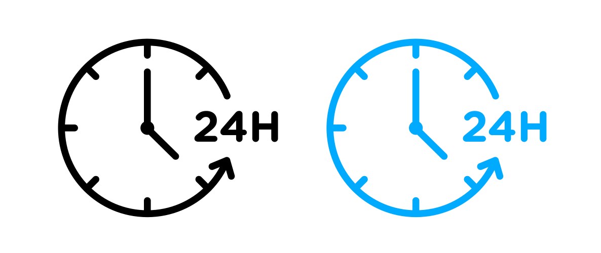 24 hour time icon set 24h clock open service Vector Image