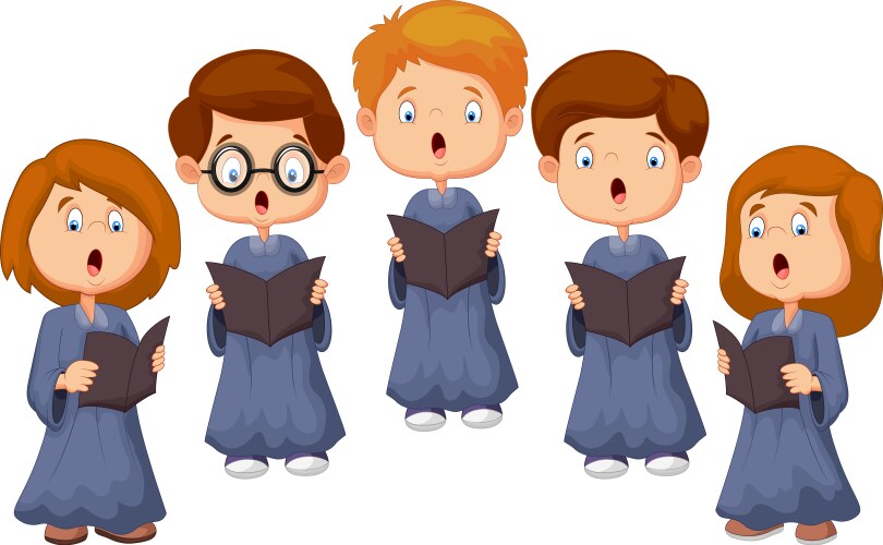 Choir girls and boys singing a song Royalty Free Vector