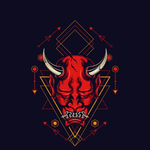 Devil mask with sacred geometry ornament Vector Image