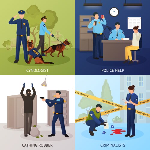 Criminal activities flat set Royalty Free Vector Image
