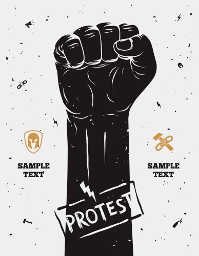 Raised fist held in protest Royalty Free Vector Image