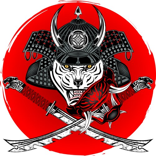 Hand drawn highly detailed japanese tiger samurai Vector Image