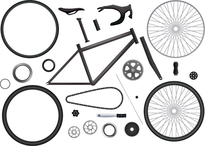 Bicycle parts isolated on white background Vector Image