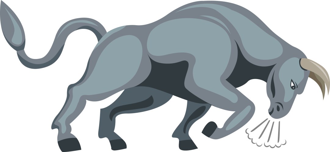 Hand drawn angry charging bull isolated Royalty Free Vector