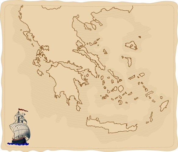 Treasure map on old parchment Royalty Free Vector Image