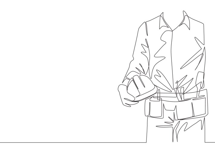 One single line drawing of young construction Vector Image