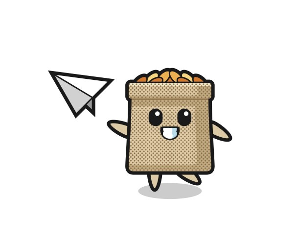 Sack paper lunch bag cartoon Royalty Free Vector Image