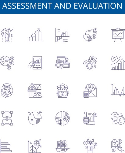 Assessment and evaluation line icons signs set Vector Image