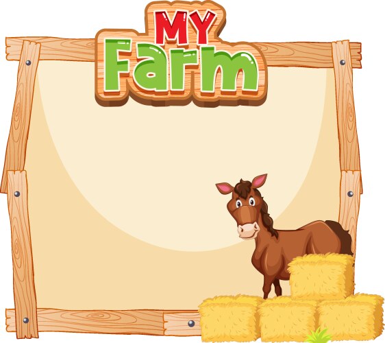 Border template with animals in the farm Vector Image