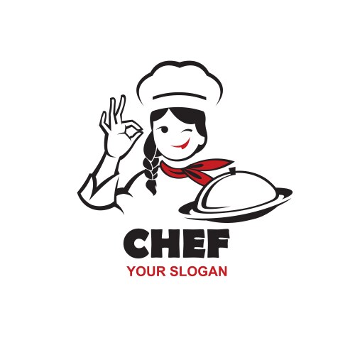 Girl chef emblem Royalty Free Vector Image - VectorStock