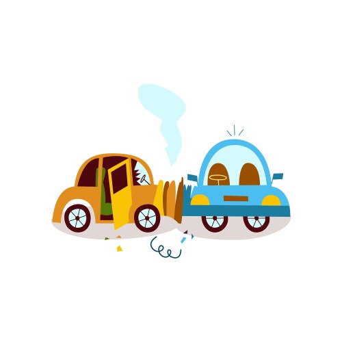 Flat cartoon car accident isolated Royalty Free Vector Image