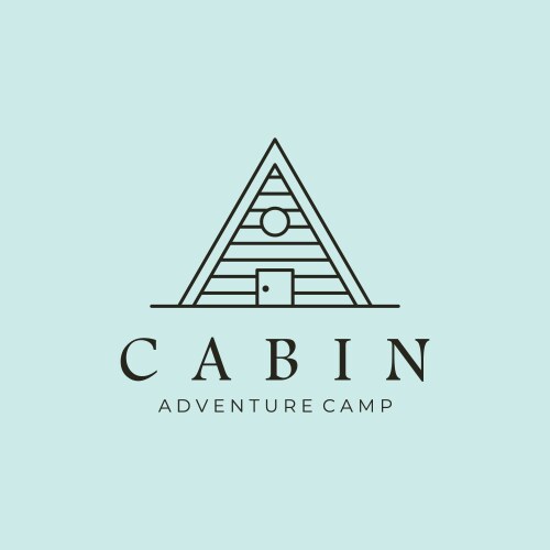 Wooden cabin line art logo design outdoor Vector Image