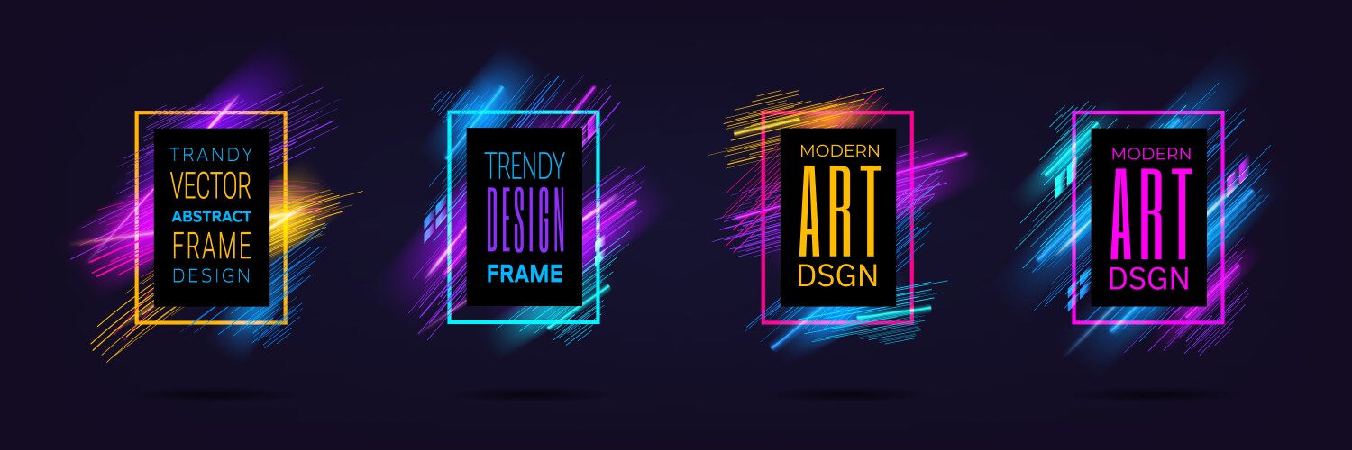 Modern frames with neon glowing lines Royalty Free Vector