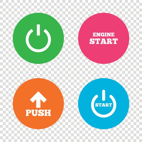 Power icons start engine symbol push arrow Vector Image