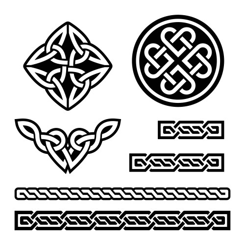 Chinese and celtic endless knots patterns Vector Image