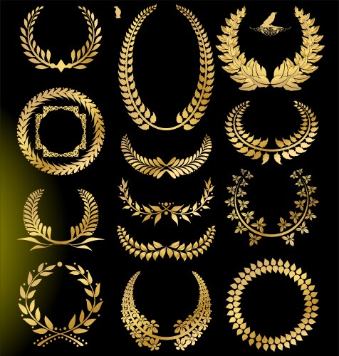 Laurel wreath - golden set Royalty Free Vector Image