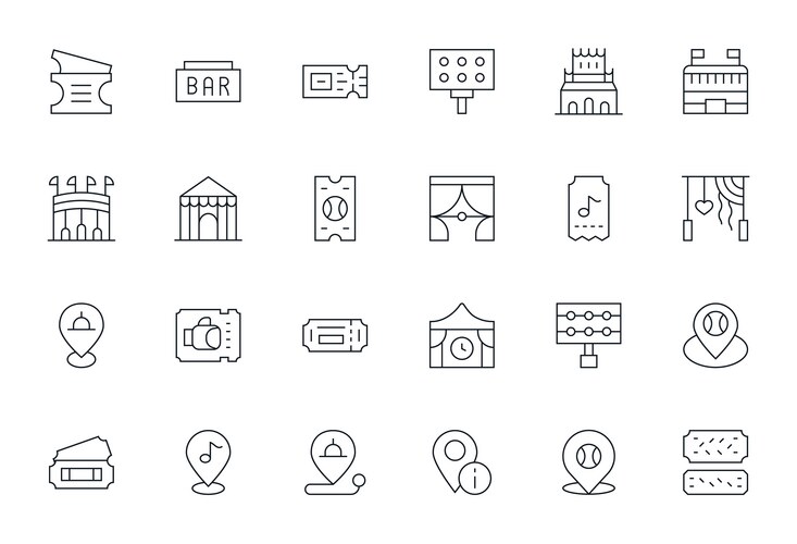 Venue Icon Set - 25 Line Icons – Royalty-Free Vector | VectorStock