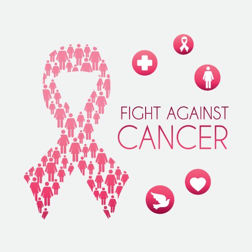 Breast cancer symbol with flying butterflies Vector Image